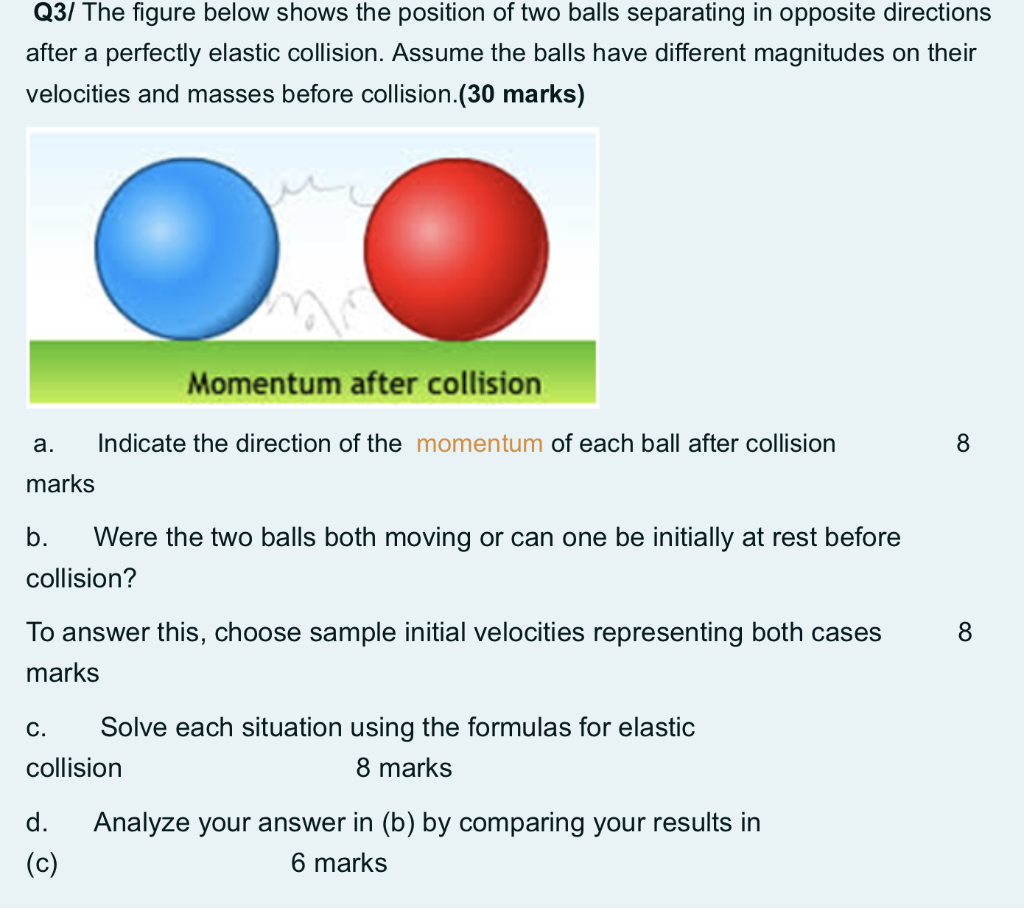 Solved Q3/ The figure below shows the position of two balls | Chegg.com
