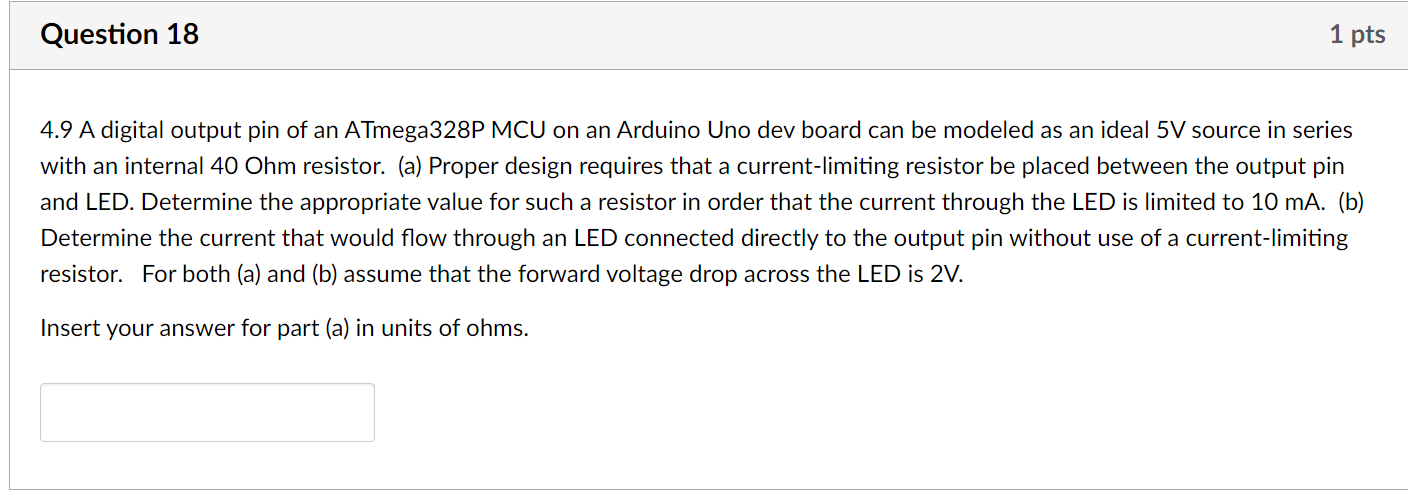 Solved Question 184.9 ﻿A digital output pin of an ATmega328P | Chegg.com