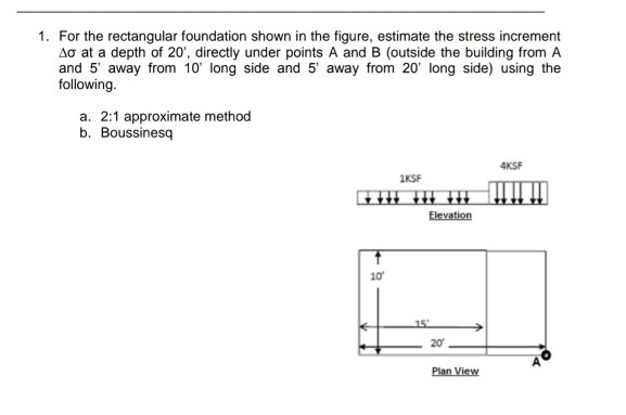 Solved 1. For the rectangular foundation shown in the | Chegg.com