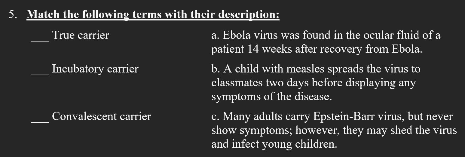 Solved 5. Match the following terms with their description: | Chegg.com