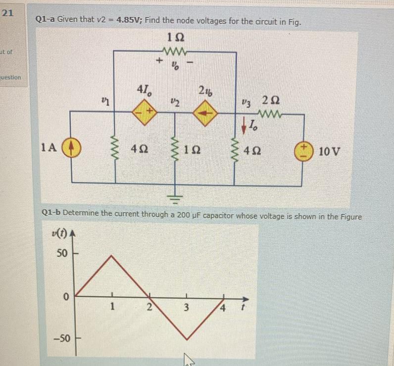 Solved Q1-a Given that v2=4.85V; Find the node voltages for | Chegg.com