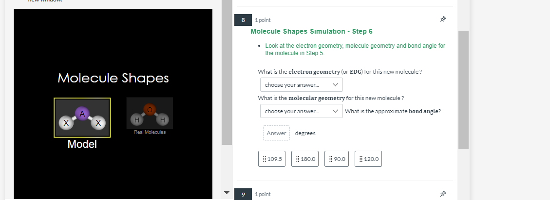 Solved new window. Molecule Shapes Real Molecules Model 6 1 | Chegg.com