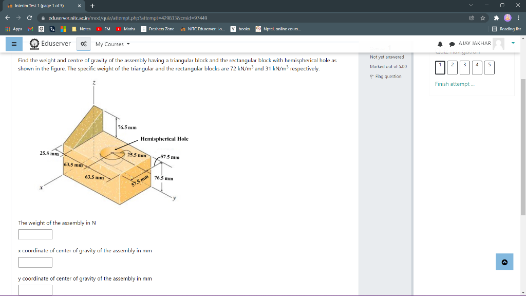 Solved Find the weight and centre of gravity of the assembly | Chegg.com