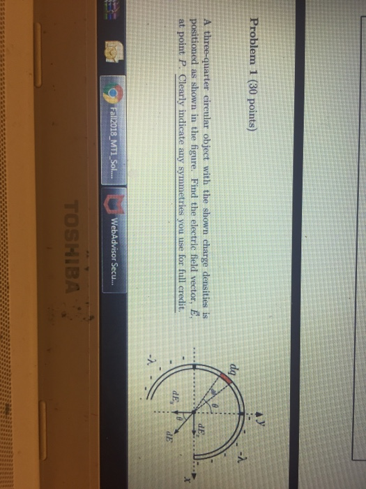 Solved Problem 1 (30 points) dq A three-quarter circular | Chegg.com