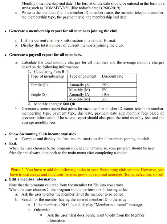 You need to develop a mini Management System for a | Chegg.com