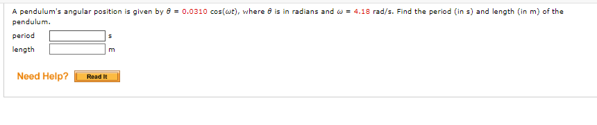 Solved A pendulum's angular position is given by | Chegg.com