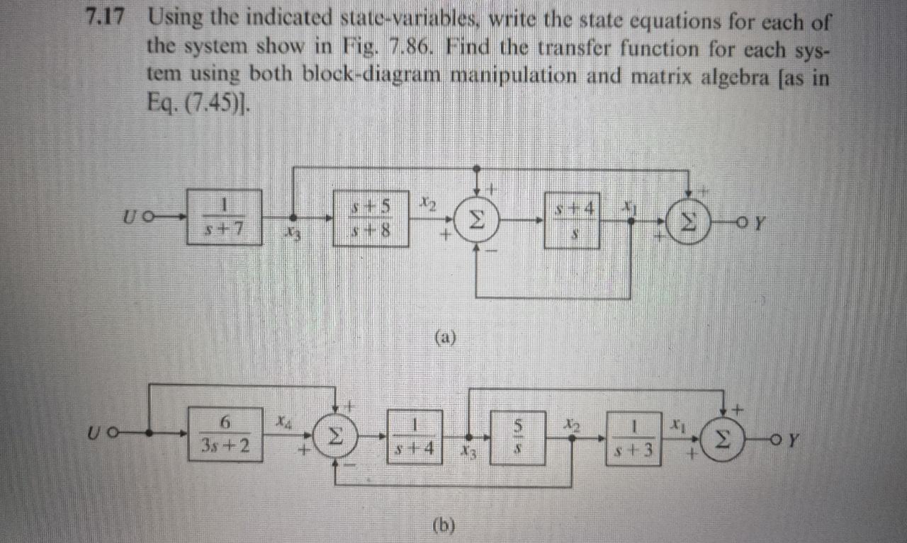 Solved 7.17 Using the indicated state-variables, write the | Chegg.com