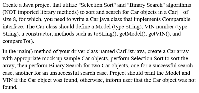 Solved Create a Java project that utilize "Selection Sort" | Chegg.com