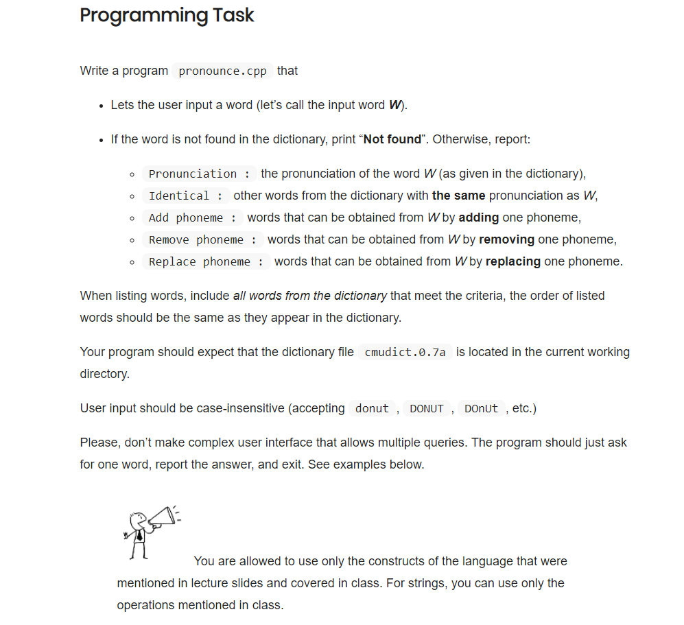 Programming Task Write a program pronounce.cpp that | Chegg.com