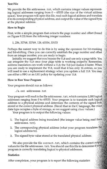 Solved Programming Projects Designing a Virtual Memory | Chegg.com