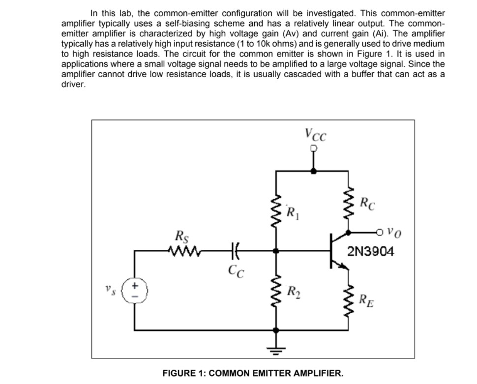 Solved In this lab, the common-emitter configuration will be | Chegg.com