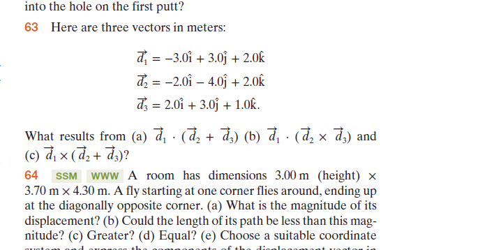 Solved 63 Here are three vectors in meters: | Chegg.com