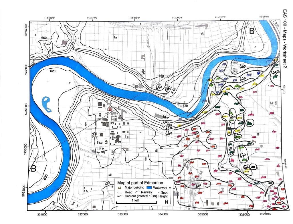 Solved Using the central map of Edmonton (Maps - Worksheet | Chegg.com