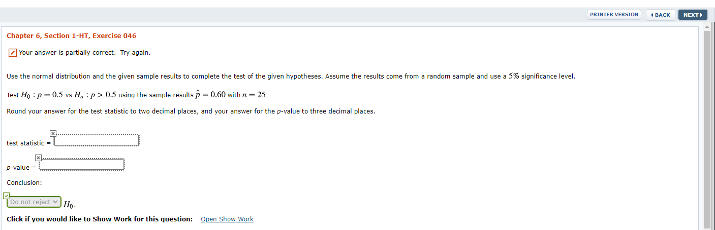 Solved PRINTER VERSION A BACK NEXT Chapter 6, Section 1-HT, | Chegg.com
