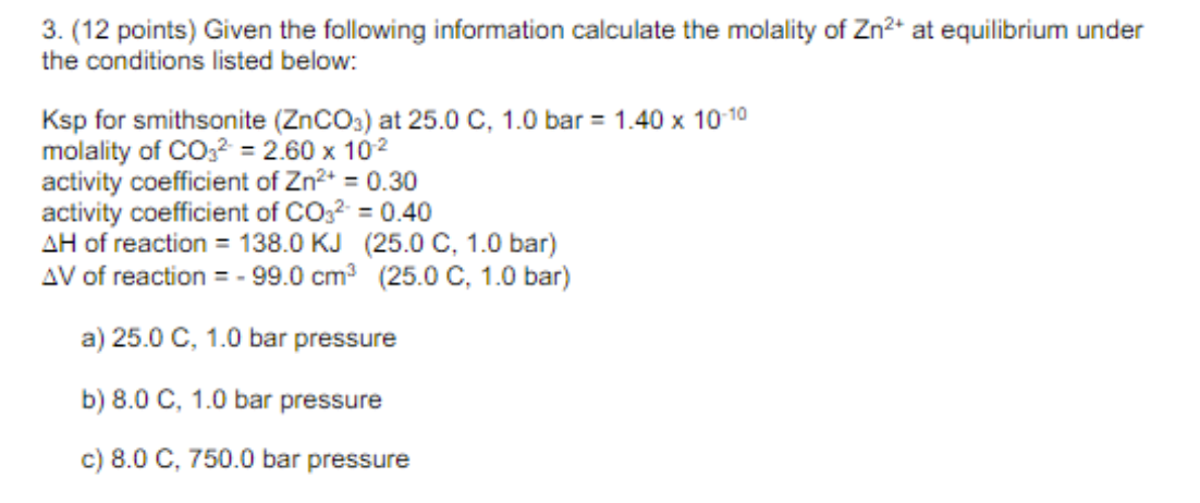 Solved 3. (12 points) Given the following information | Chegg.com