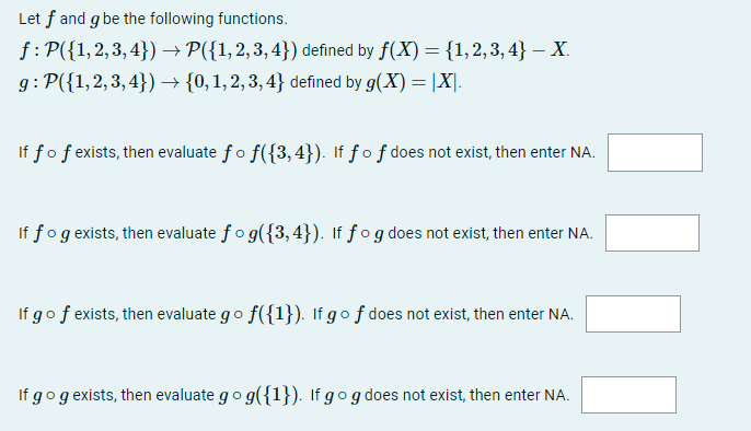 Solved Let f and g be the following functions. | Chegg.com