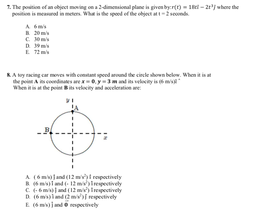 Solved 7. The position of an object moving on a | Chegg.com