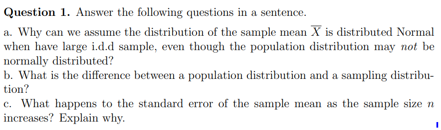 Solved Question 1. Answer the following questions in a | Chegg.com