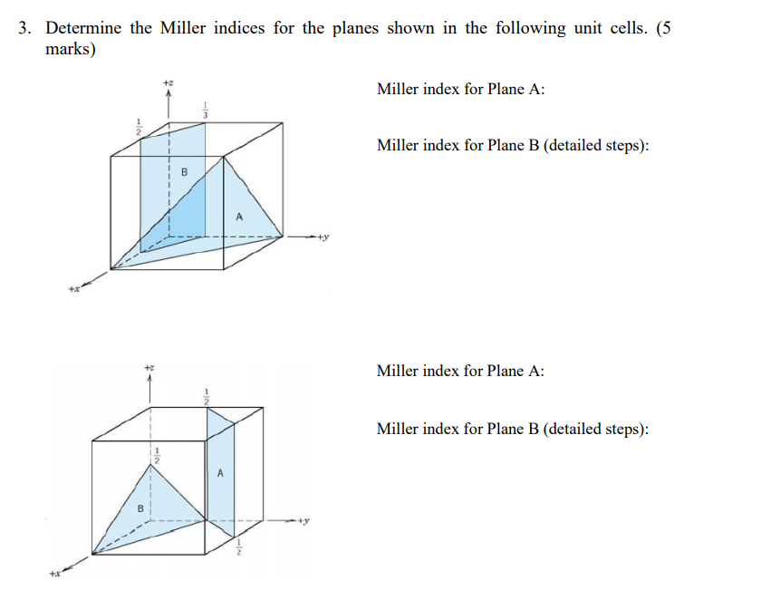Solved 3. Determine the Miller indices for the planes shown | Chegg.com