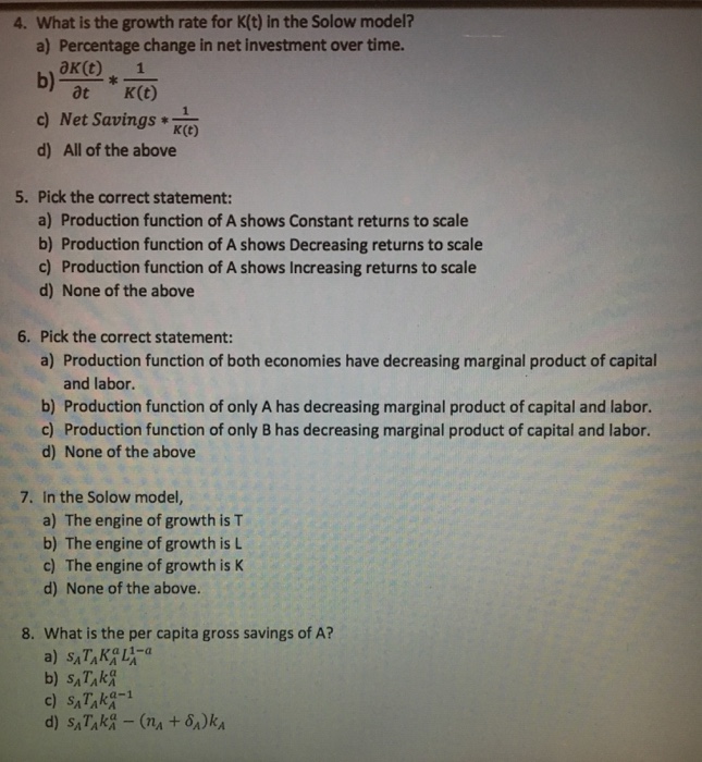 Solved Paragraph 1: Consider an economy (A), where | Chegg.com