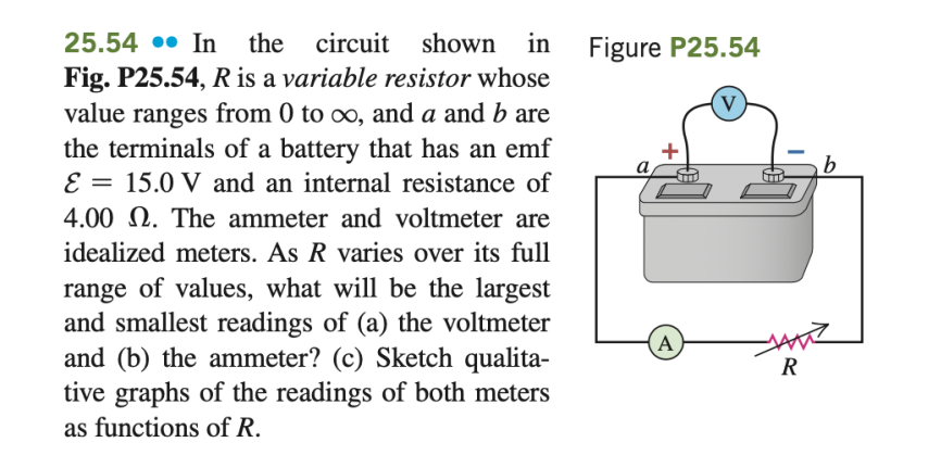 Solved Figure P25.54 V a a b 25.54 “. In the circuit shown | Chegg.com