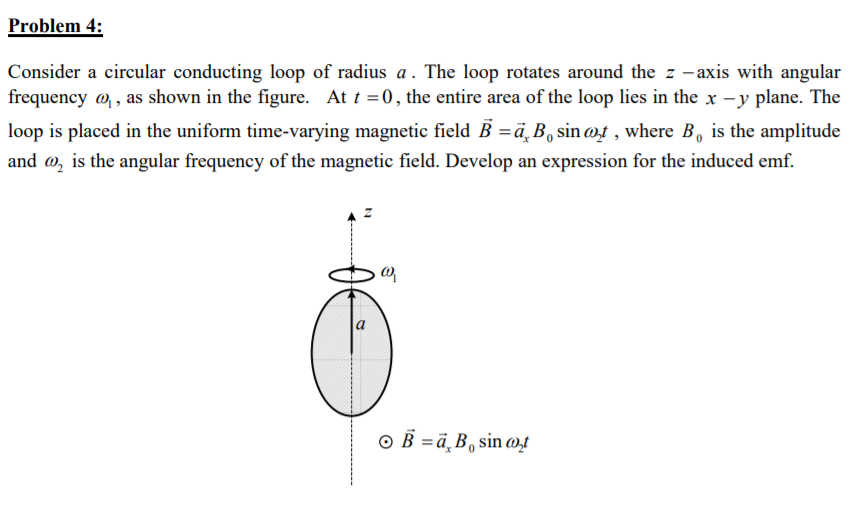 Solved Problem 4: Consider a circular conducting loop of | Chegg.com