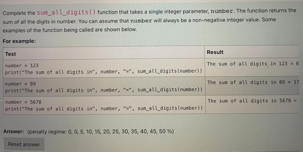 Solved Complete the sum_all_digits() function that takes a | Chegg.com