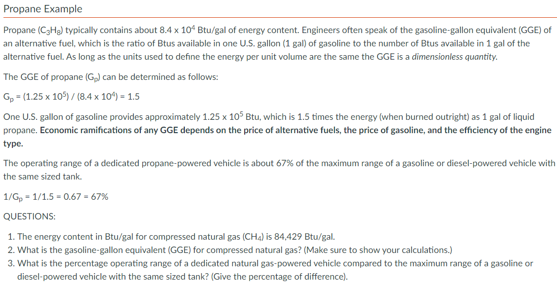 Solved Propane ExamplePropane (C3H8) ﻿typically contains | Chegg.com