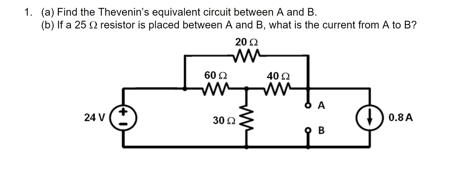 Solved 1. (a) Find the Thevenin's equivalent circuit between | Chegg.com