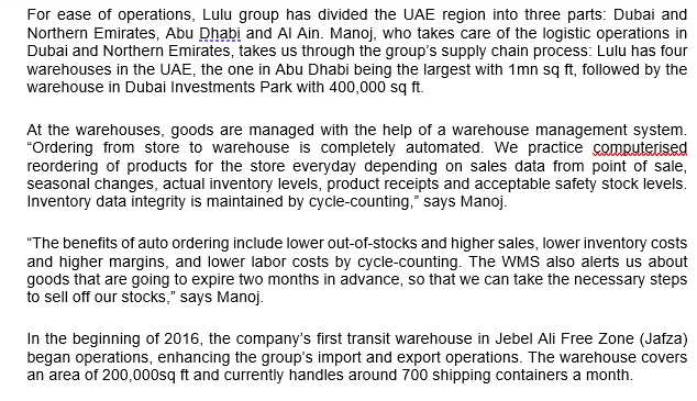 Solved CASE STUDY: Inside Lulu Hypermarket's supply chain | Chegg.com
