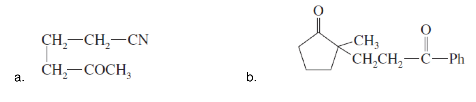 Solved O O CH; CH2-CH2-CN CH2-COCH CH2CH2--Ph a . b. | Chegg.com
