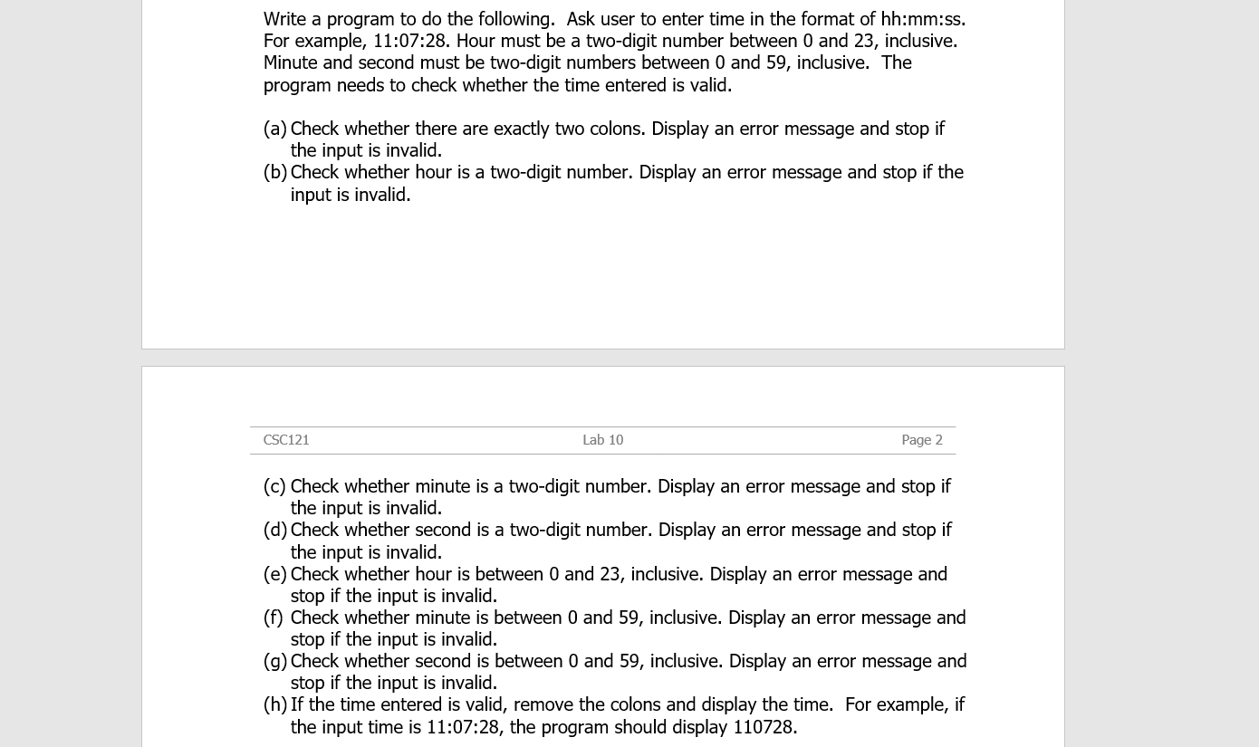 Solved Write a program to do the following. Ask user to | Chegg.com