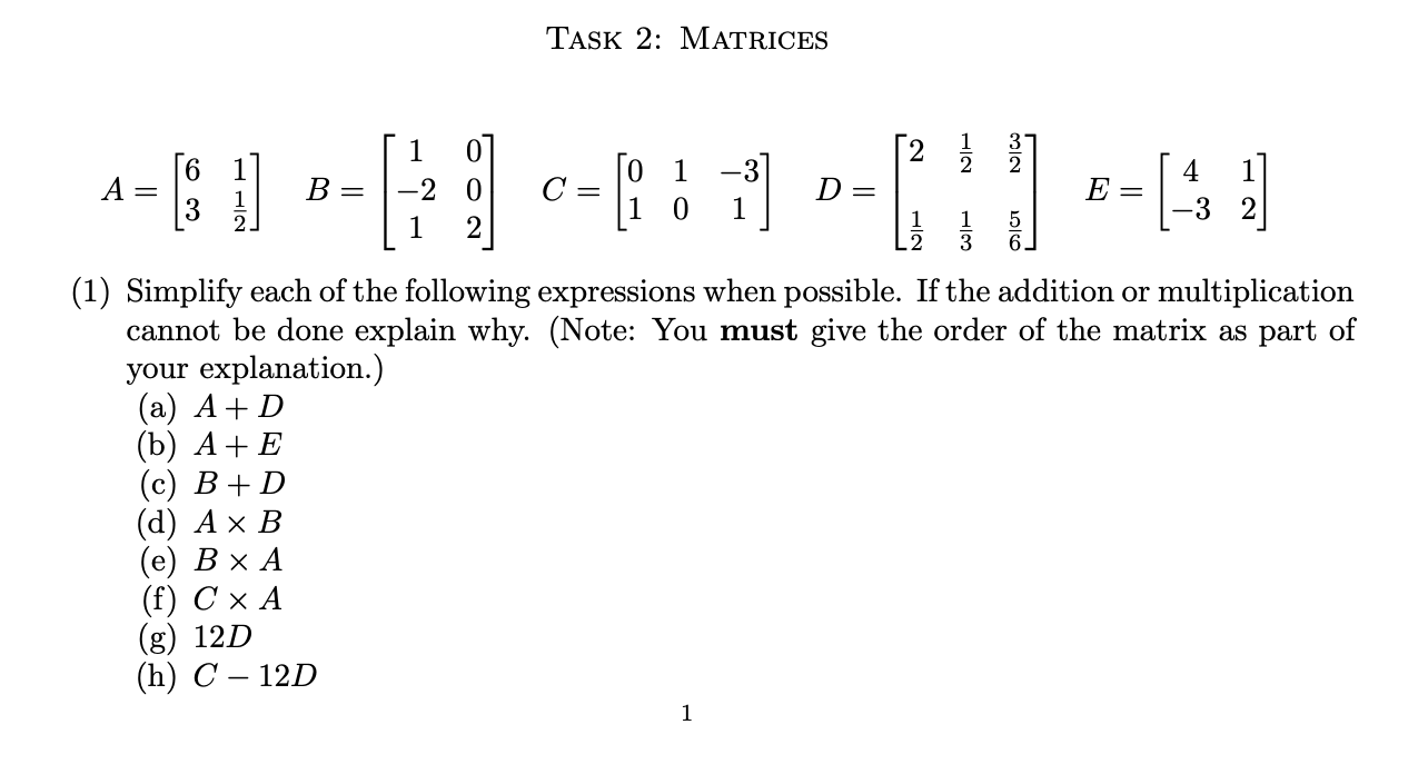 Solved TASK 2: MATRICES 1-6 :) -- 3 --( :) -- 1 --(S) (1) | Chegg.com