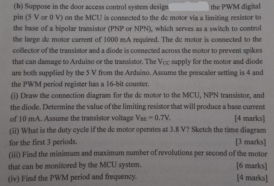 (b) Suppose in the door access control system design | Chegg.com