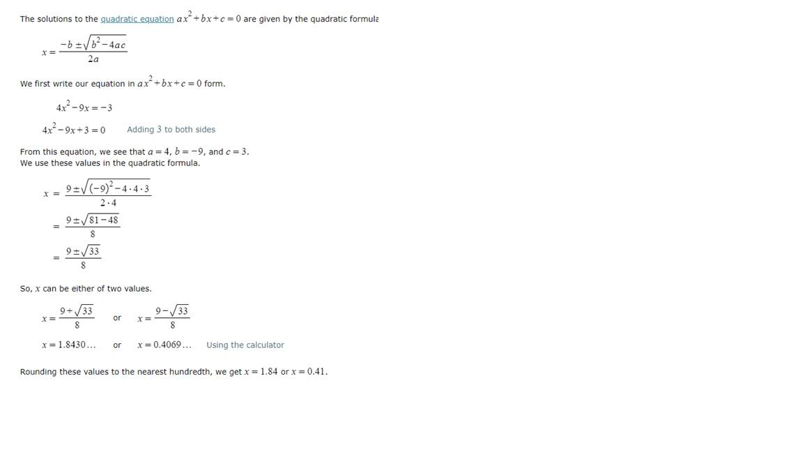 Solved I'm working on quadratic equations and i need to put | Chegg.com