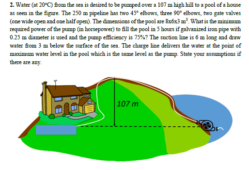 Solved 2. Water (at 20°C) from the sea is desired to be | Chegg.com