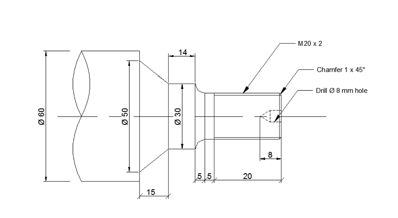 Shaft Sketch With Chamfers Engineering Drawing Vector Image, 59% OFF
