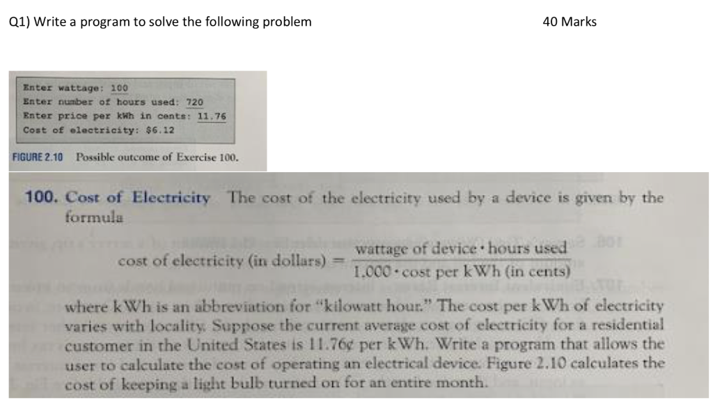 Solved 40 Marks Q1) Write a program to solve the following | Chegg.com