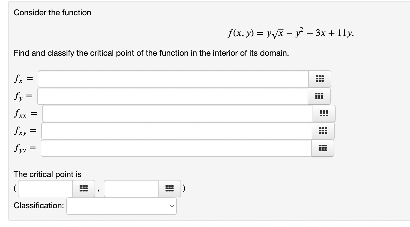 Suppose f(x,y)=xy(1−7x−4y). f(x,y) has 4 critical | Chegg.com