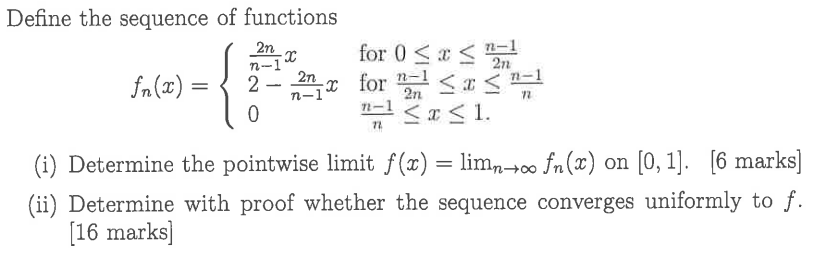 Solved Define the sequence of functions | Chegg.com