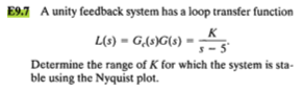 Solved E9.7 A unity feedback system has a loop transfer | Chegg.com