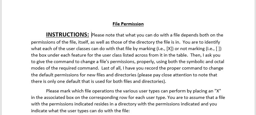 Solved Unix and Linux Filesystem Permissions I need only | Chegg.com