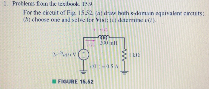 Solved 1. Problems from the textbook. 15.9 For the circuit | Chegg.com