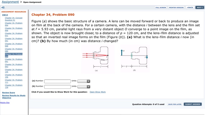 Solved Figure (a) shows the basic structure of a camera. A | Chegg.com