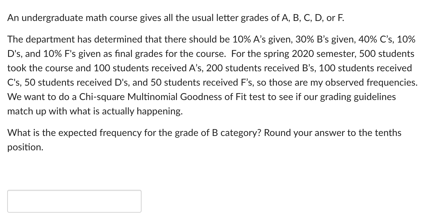 Solved An undergraduate math course gives all the usual | Chegg.com