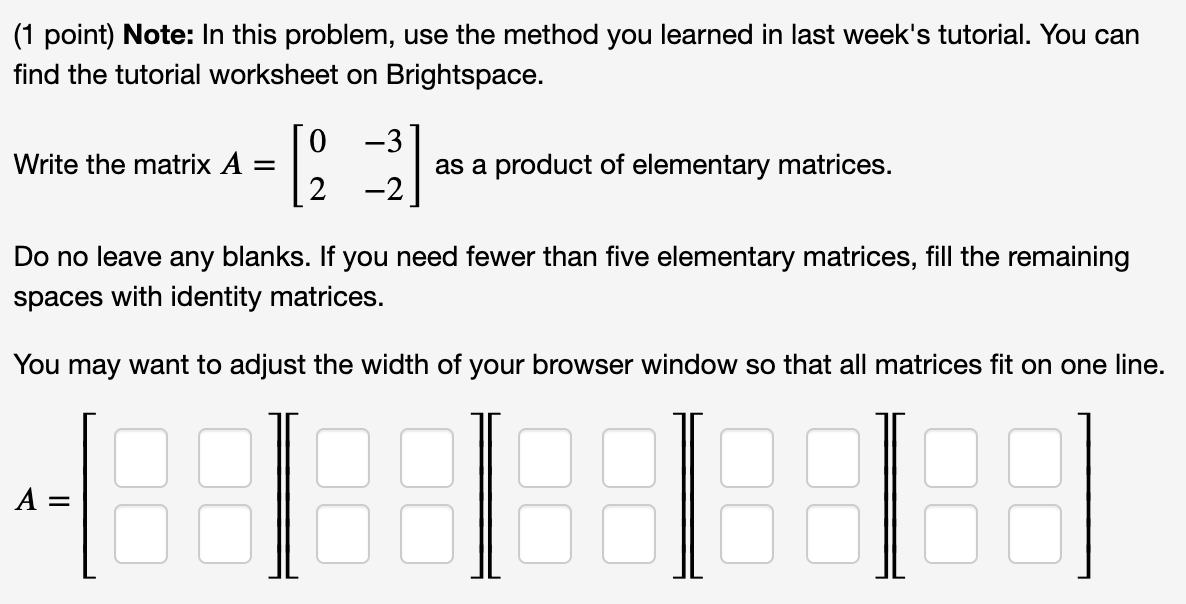 Solved (1 point) Note: In this problem, use the method you | Chegg.com