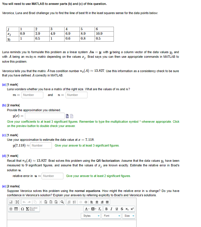 Solved You will need to use MATLAB to answer parts (b) and | Chegg.com
