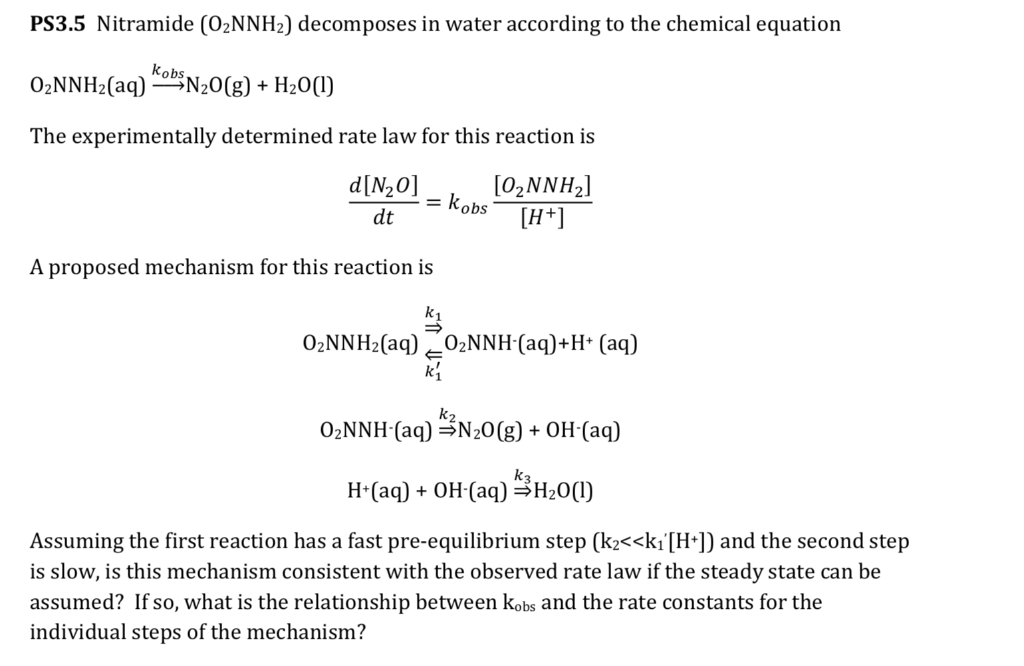 Solved PS3.5 Nitramide (O2NNH2) decomposes in water | Chegg.com