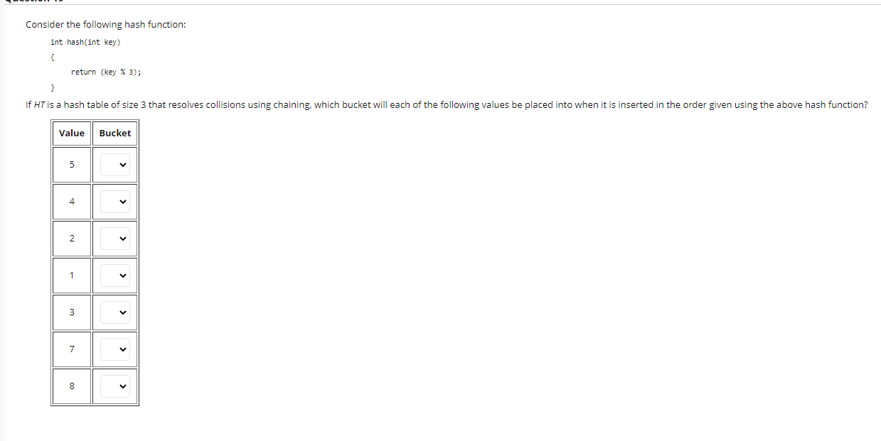 Solved Consider the following hash function: int hash(int | Chegg.com
