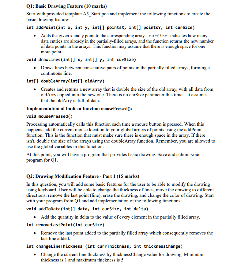 Simple Drawing program - 40 marks Implement a simple | Chegg.com